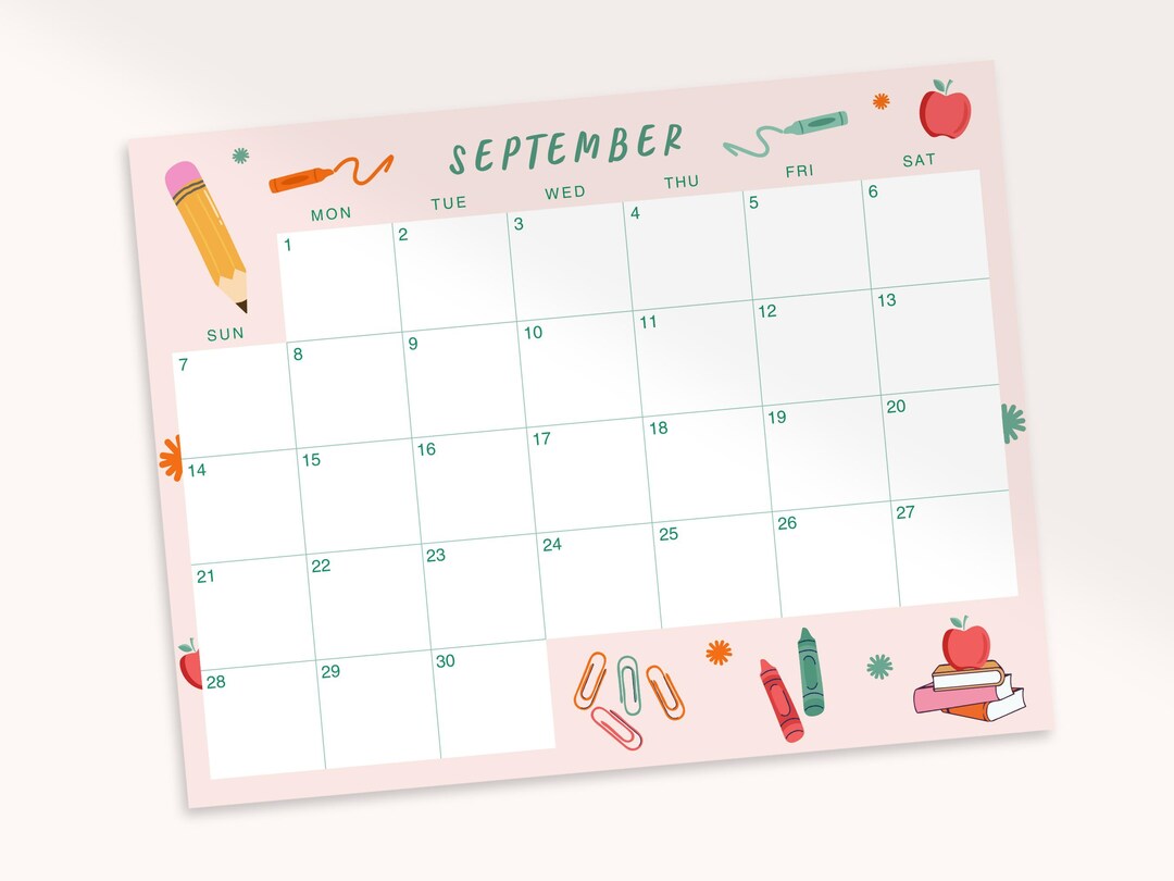 Editable September 2025 Calendar: Back to School Planner (printable PDF ...