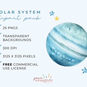 Watercolor Solar System Clipart Pack | Commercial Use Planets Clipart ...