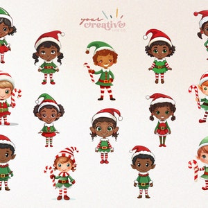 Cute Christmas Elf Clipart Bundle | Commercial Use Christmas Clipart ...