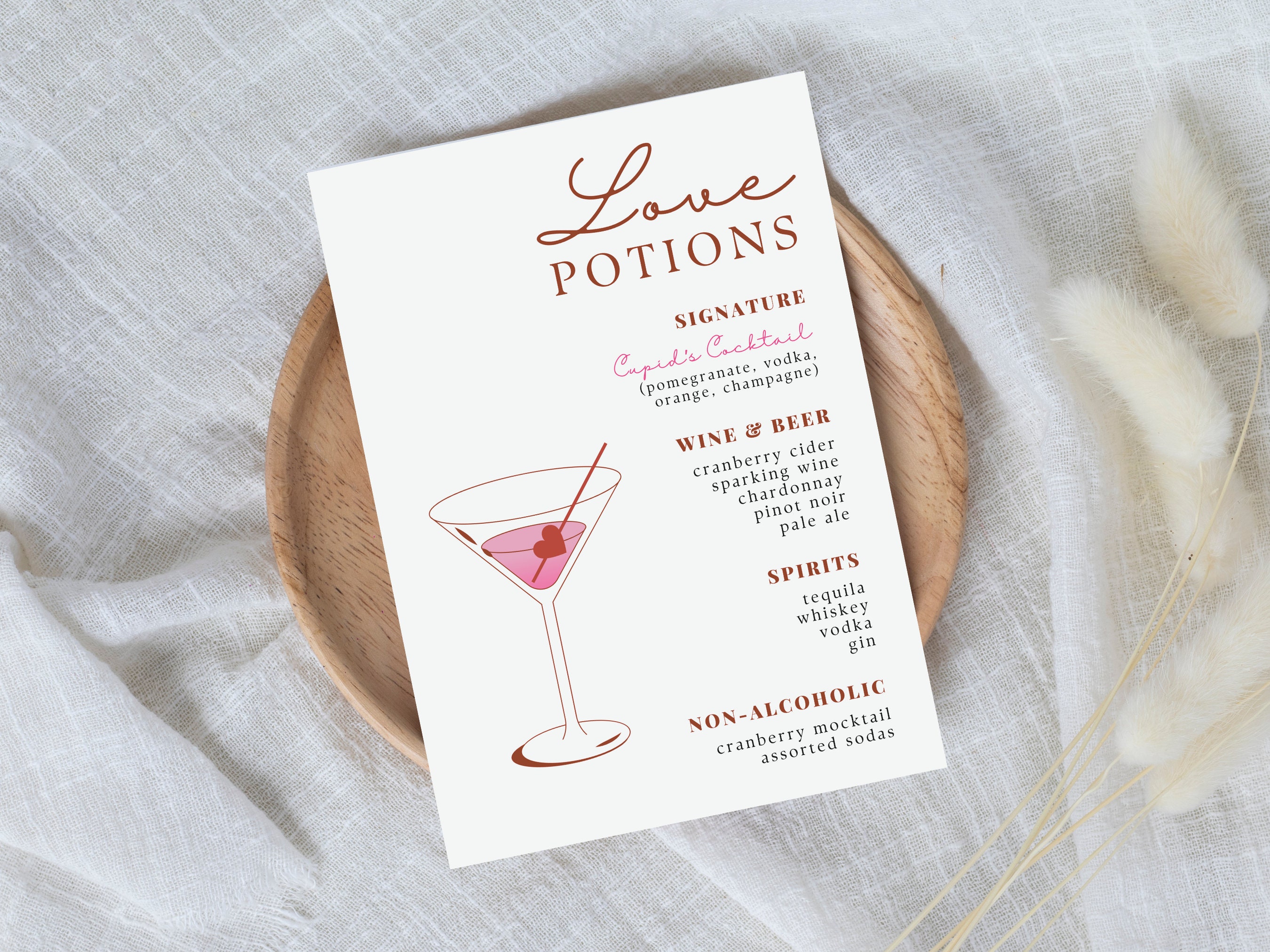 Love Potions Menu Valentine's Day Bar Menu Template Wedding Drinks Sign ...