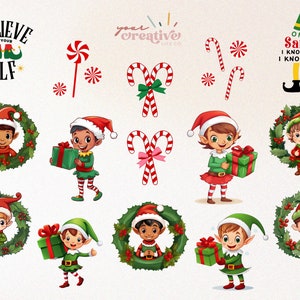 Cute Christmas Elf Clipart Bundle | Commercial Use Christmas Clipart ...