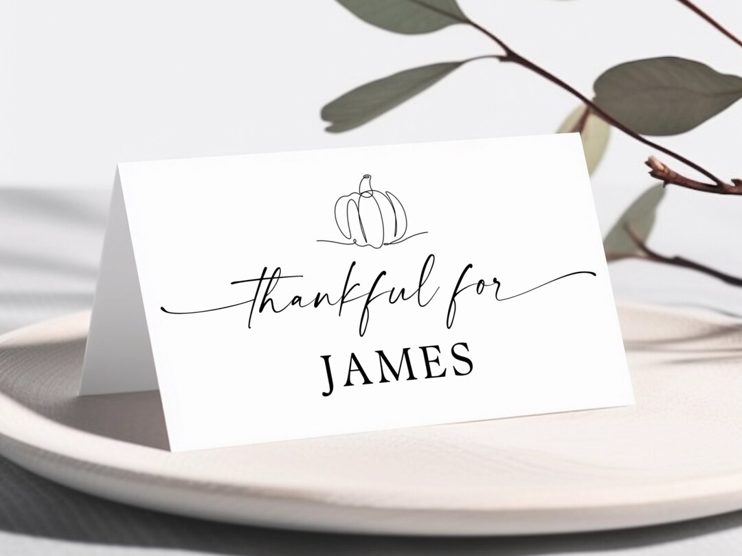 Minimalist Thanksgiving Place Card Template Friendsgiving Place Cards ...
