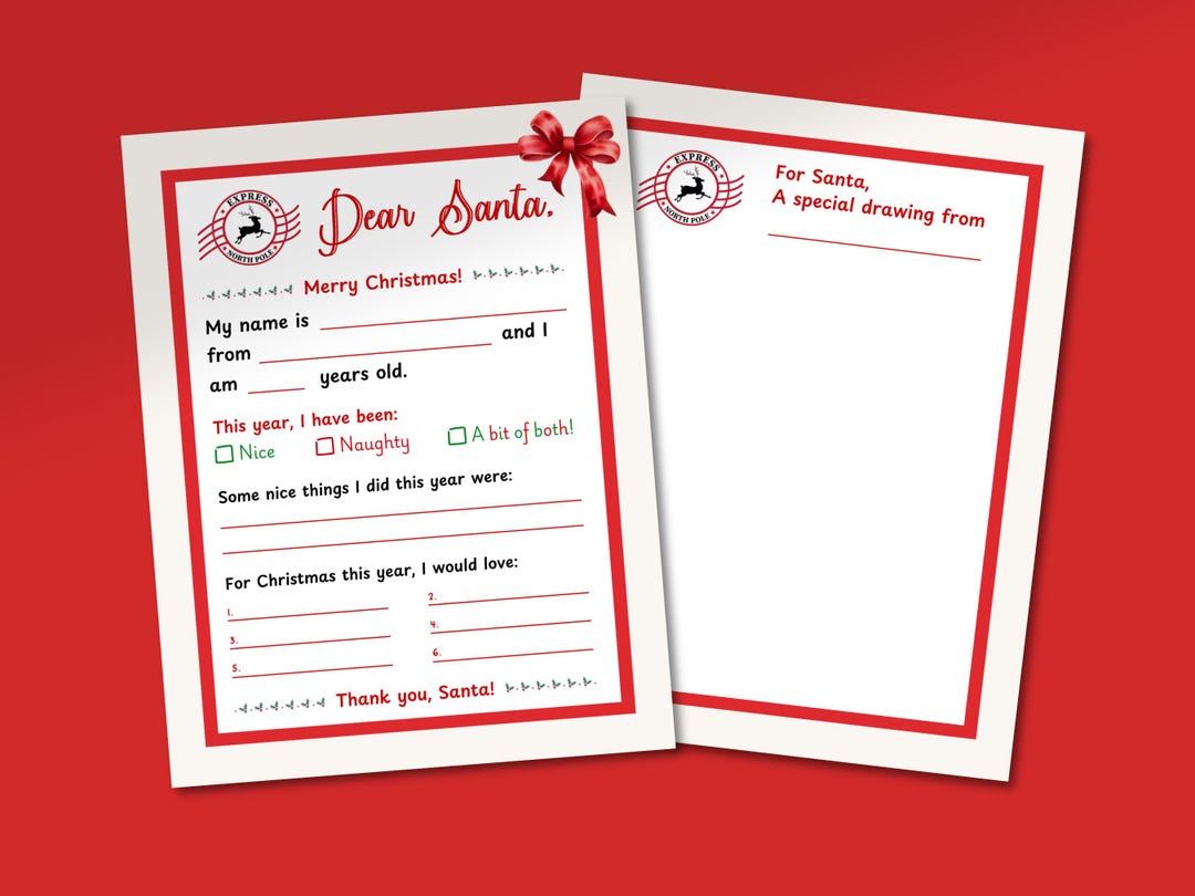 Printable Kids Letter to Santa: Christmas Wish List Activity (digital ...