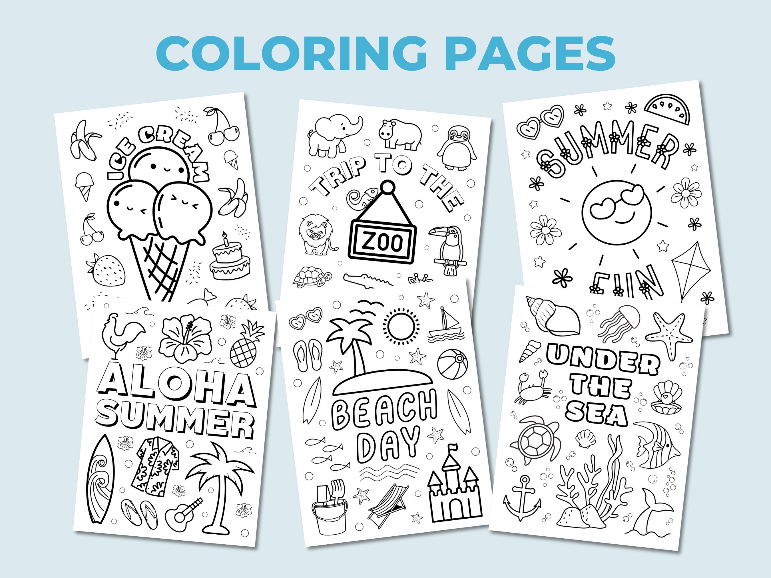 Kids Summer Activity Pack: Printable Coloring Pages & Games (digital ...