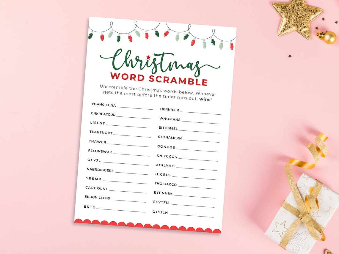 Printable Christmas Word Scramble Game: Holiday Family Activity ...