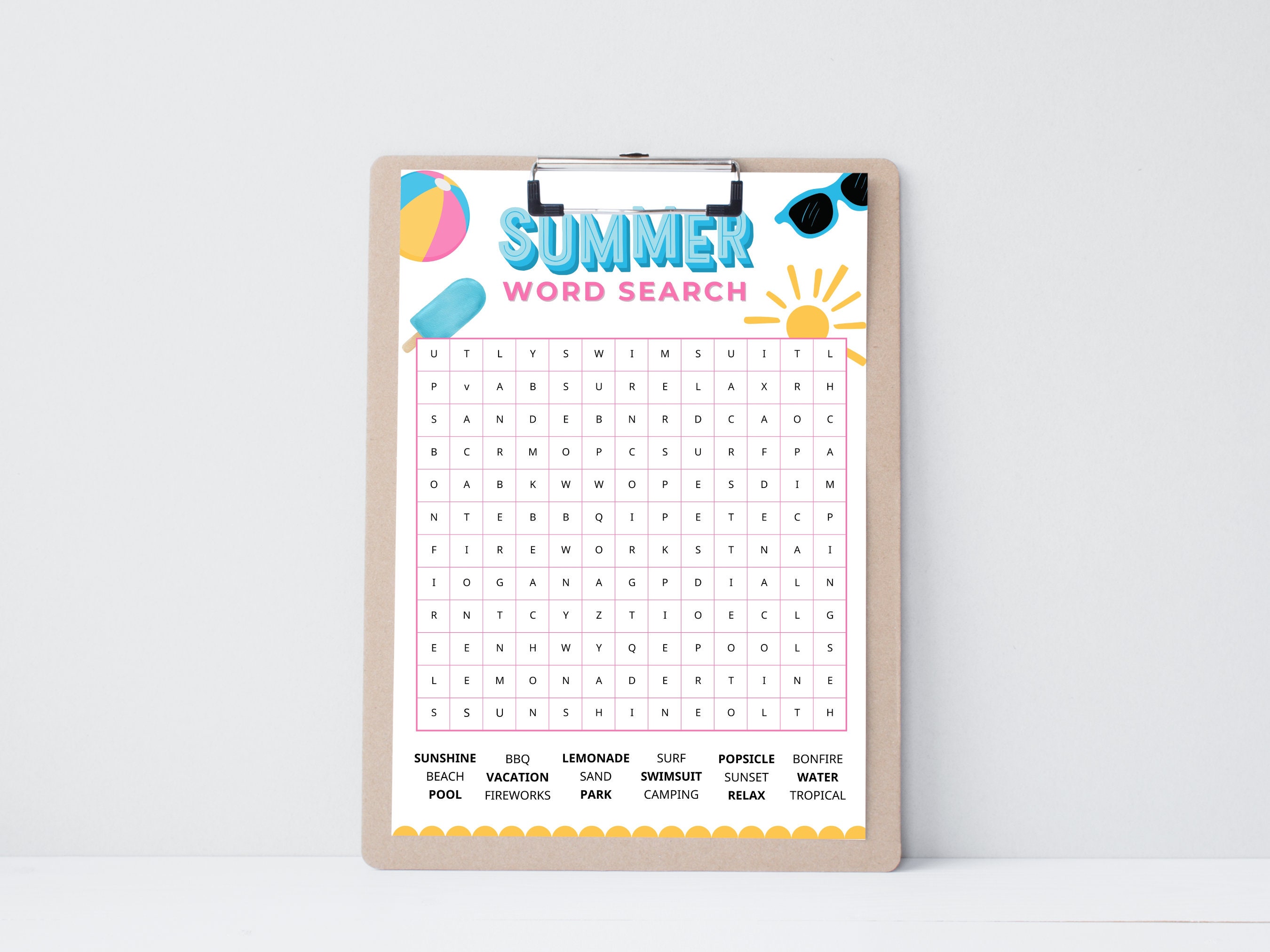Printable Summer Word Search Game: Kids & Teens Activity (digital ...