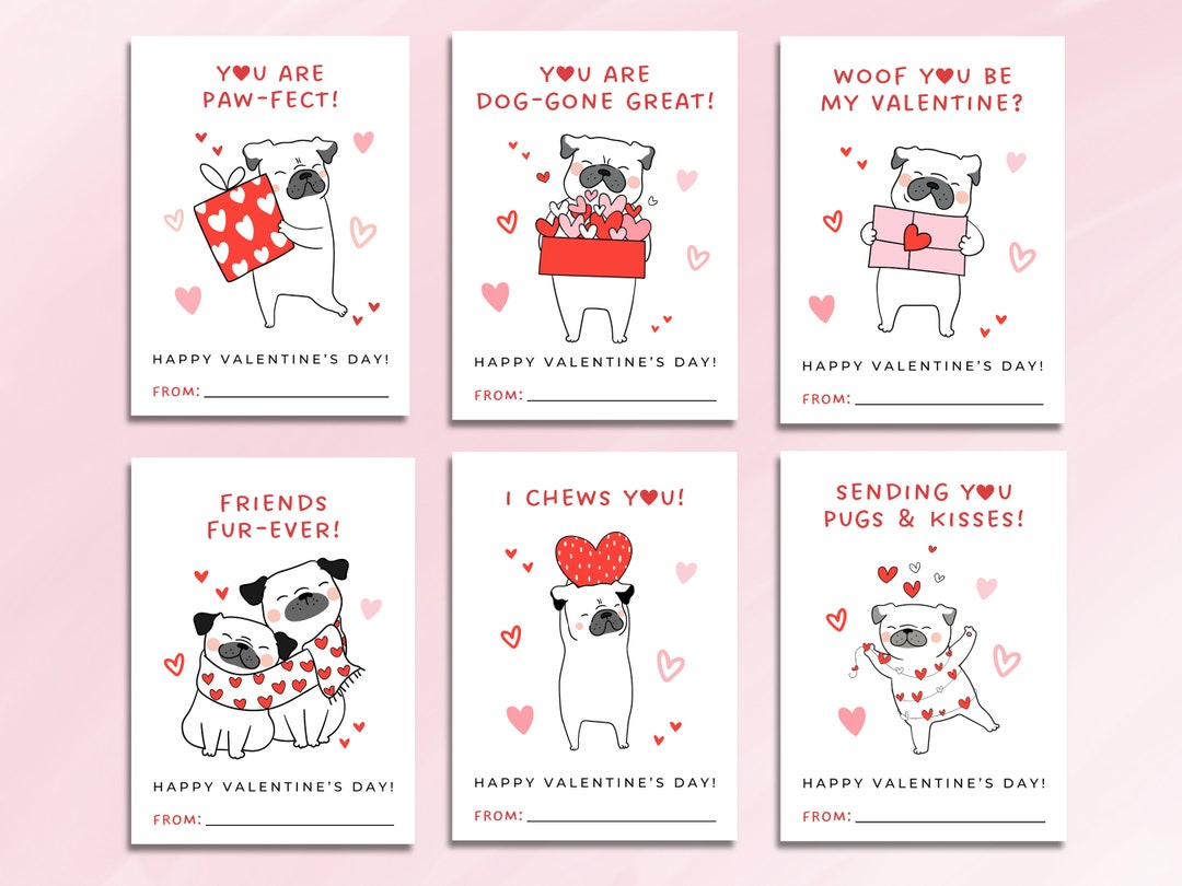 Printable Dog Valentine's Day Cards Classroom Valentine's Day Cards for ...