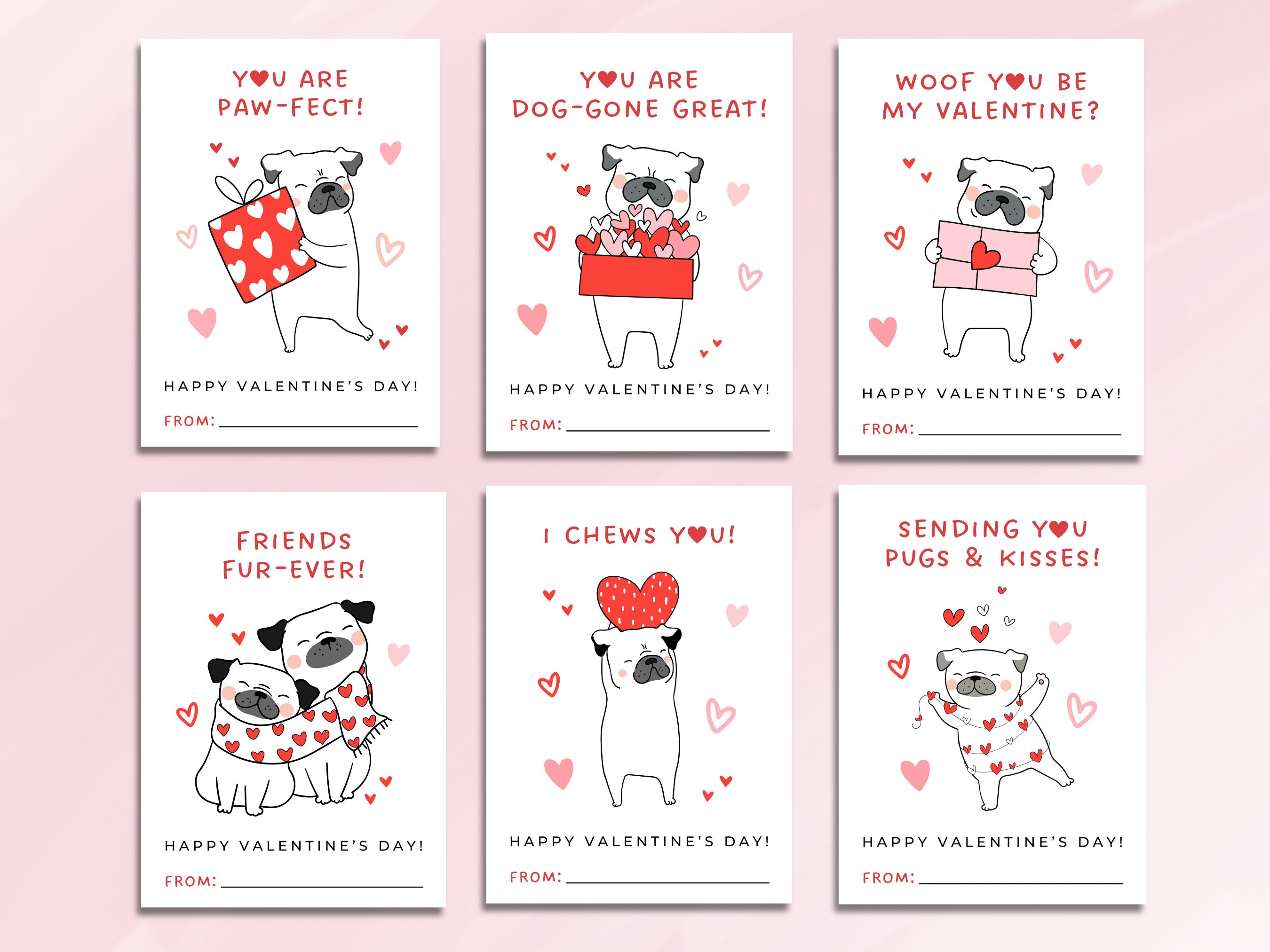 Printable Dog Valentine's Day Cards Classroom Valentine's Day Cards for ...