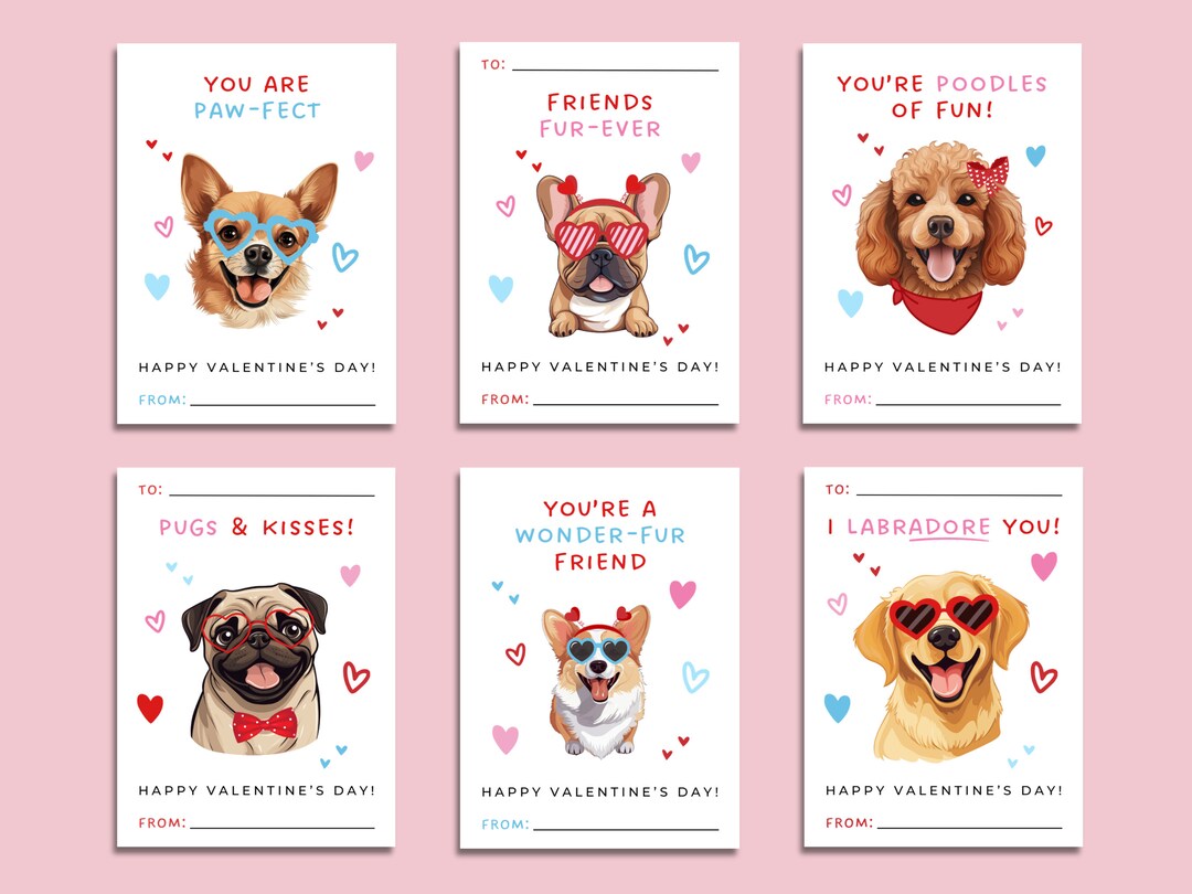 Funny Dog Valentine's Day Cards | Classroom Valentine's Day Cards for ...