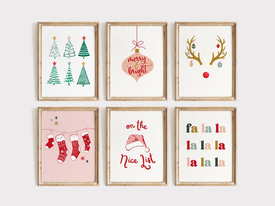 Kids Christmas Print Set | Colorful Christmas Print | Kids Room Xmas ...