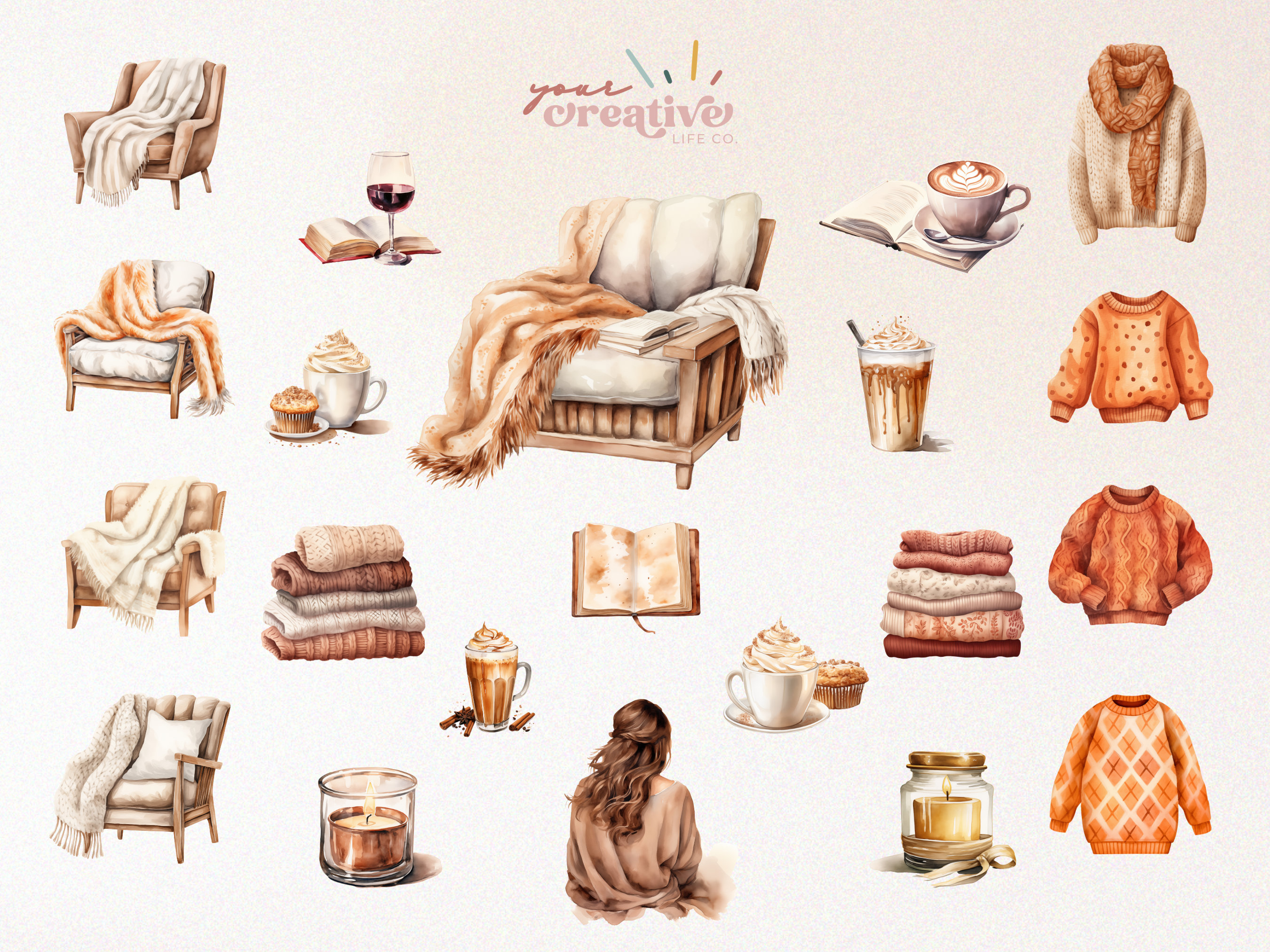 Watercolor Fall Clipart Bundle Watercolor Autumn Clipart - Etsy