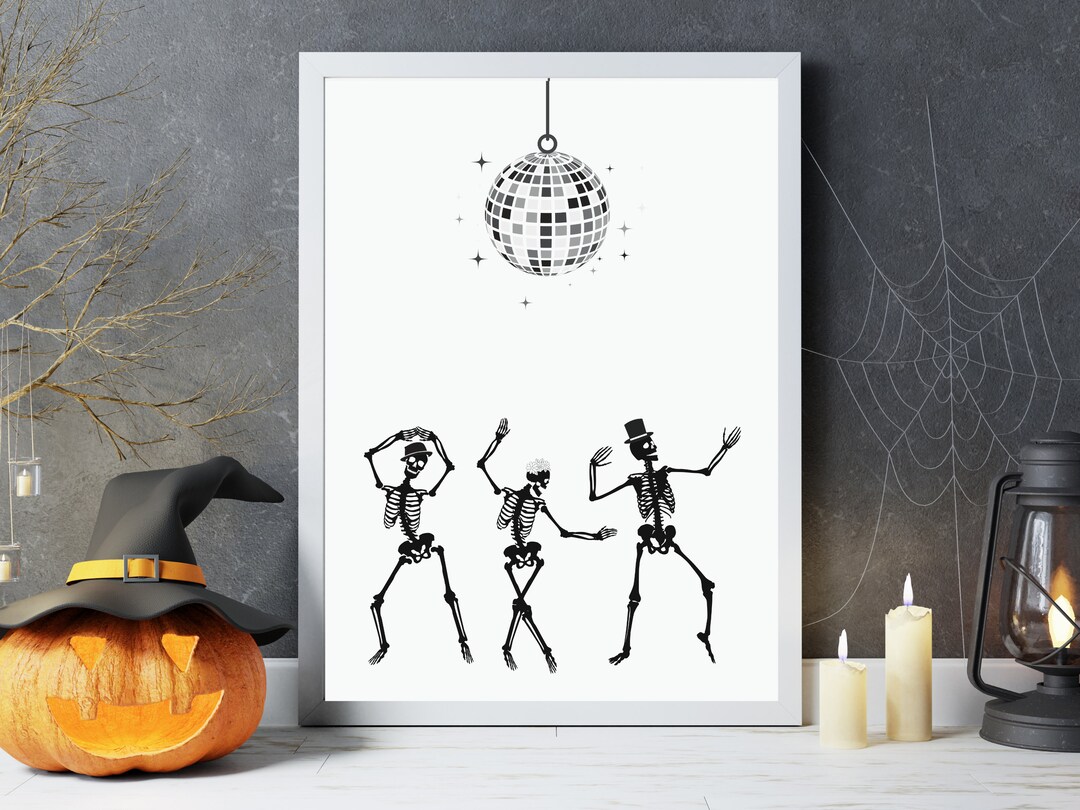 Dancing Skeleton Print Skeleton Halloween Art Halloween - Etsy