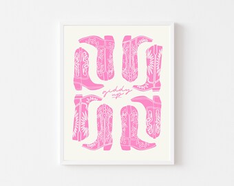 Pink Howdy Cowgirl Boot Art Print 8.5x11 Cowgirl Boot Print - Etsy