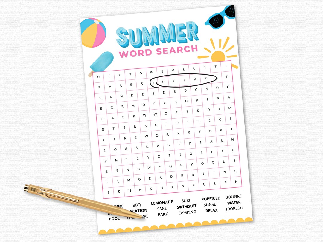 Summer Word Search | Summer Activity for Kids and Teens | Printable ...