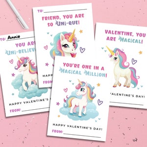 Rainbow Unicorn Valentine's Day Cards: Printable Kids Classroom ...