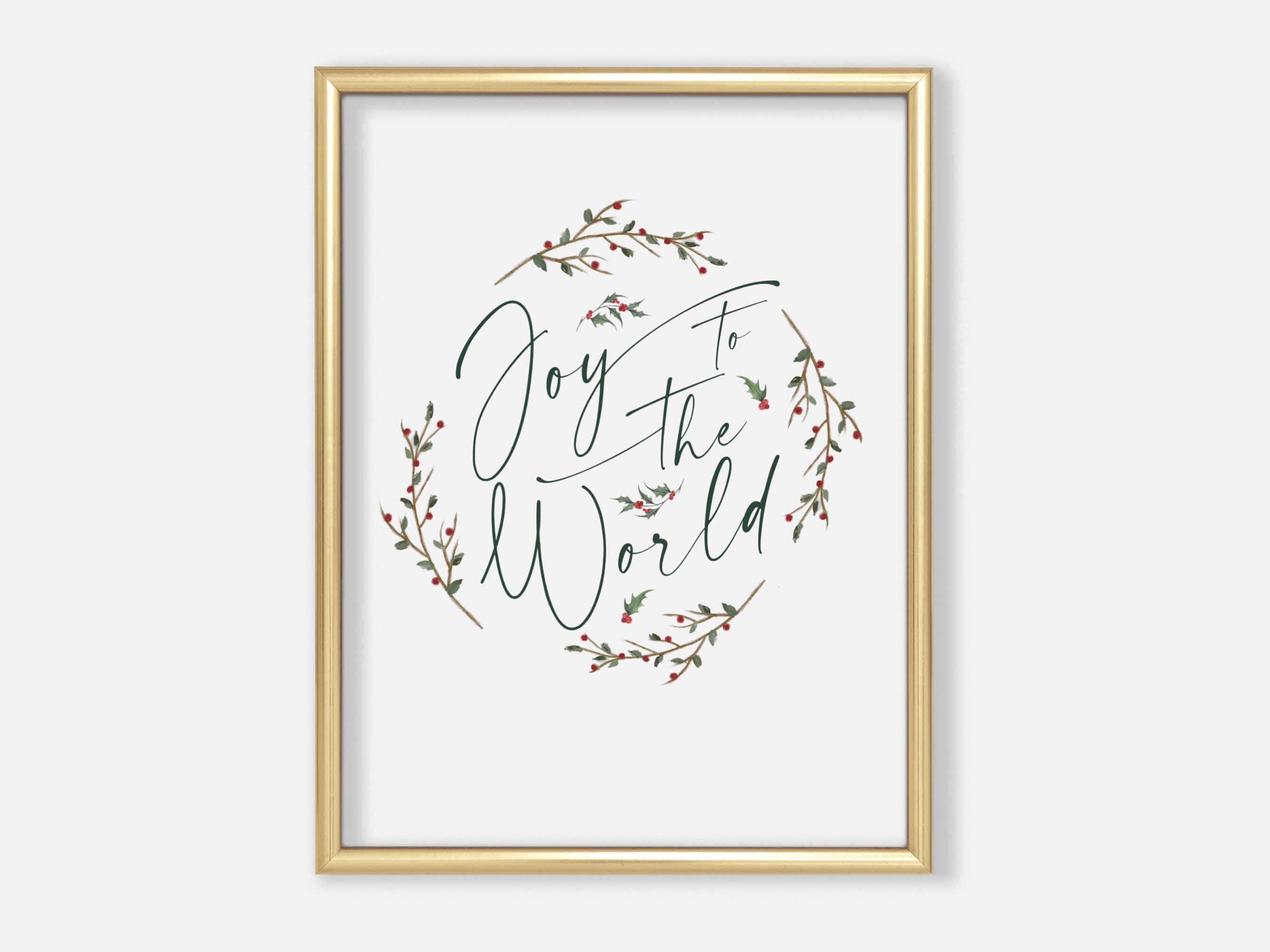 Joy to the World Printable Wall Art Christmas Wreath Print Festive ...