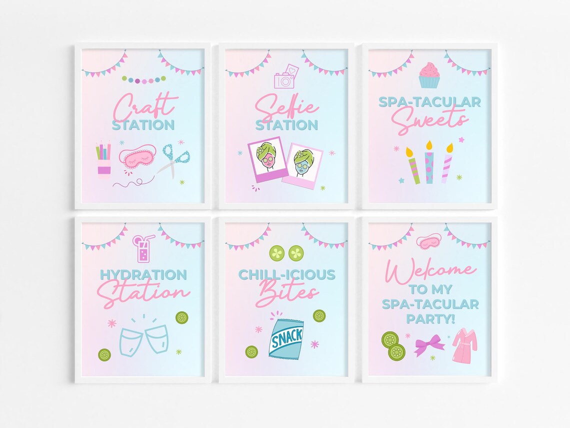 Spa Party Signs: 15 Pamper Party Printables (digital Download) - Etsy