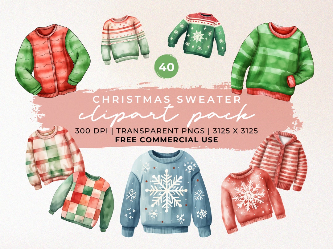 Christmas Sweater Clipart Pack | Christmas Jumper Clip Art | Christmas ...