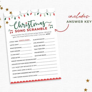Printable Christmas Song Trivia Game: Holiday Party Word Scramble ...