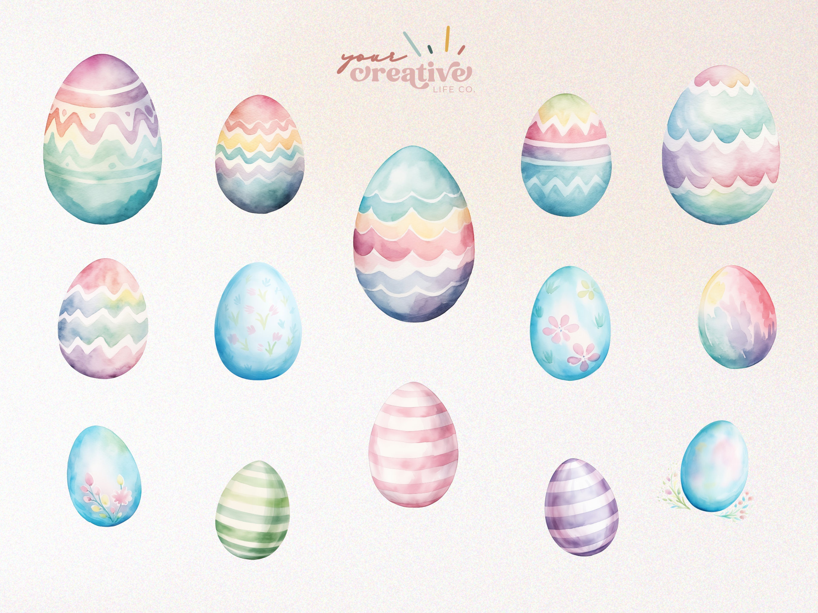 Watercolor Easter Egg Clipart Pack Commercial Use Easter Clipart Pastel ...