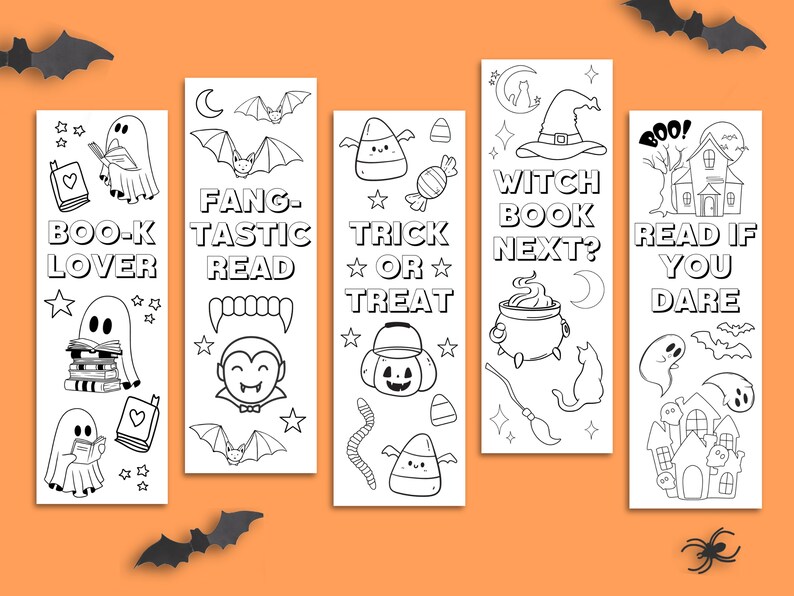 Printable Halloween Coloring Bookmarks: Kids Classroom Activity ...