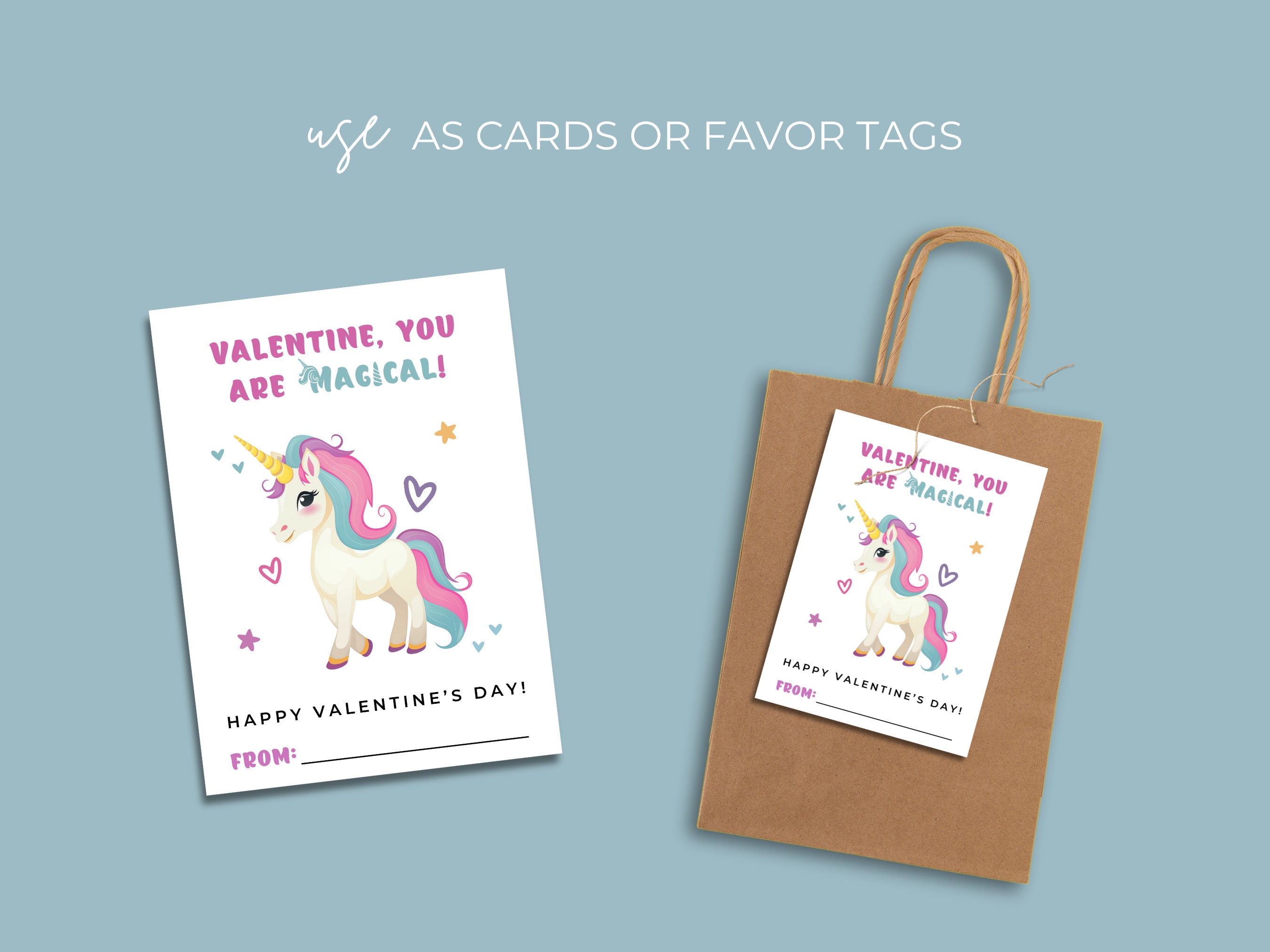 Rainbow Unicorn Valentine's Day Cards: Printable Kids Classroom ...
