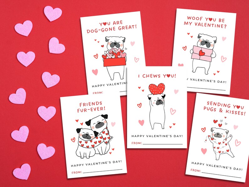 Printable Dog Valentine's Day Cards Classroom Valentine's Day Cards for ...