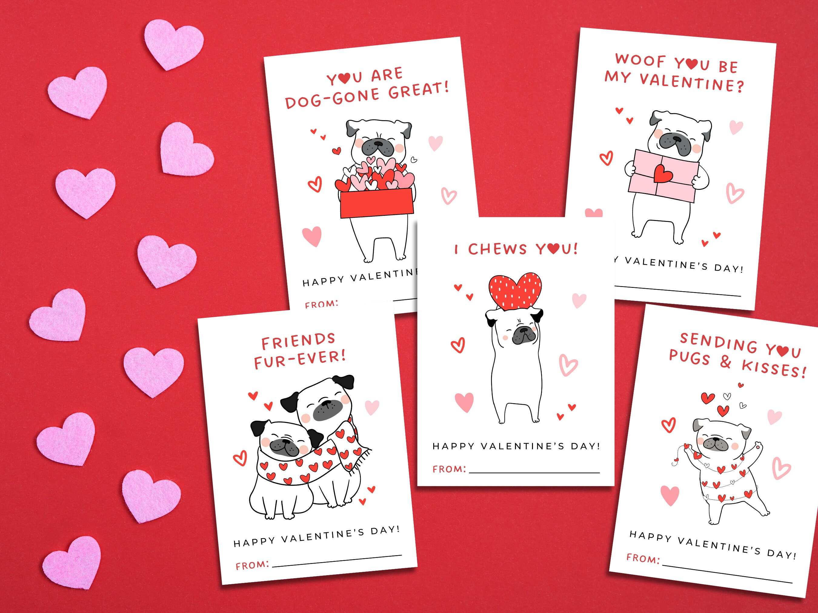 Printable Dog Valentine's Day Cards Classroom Valentine's Day Cards for ...
