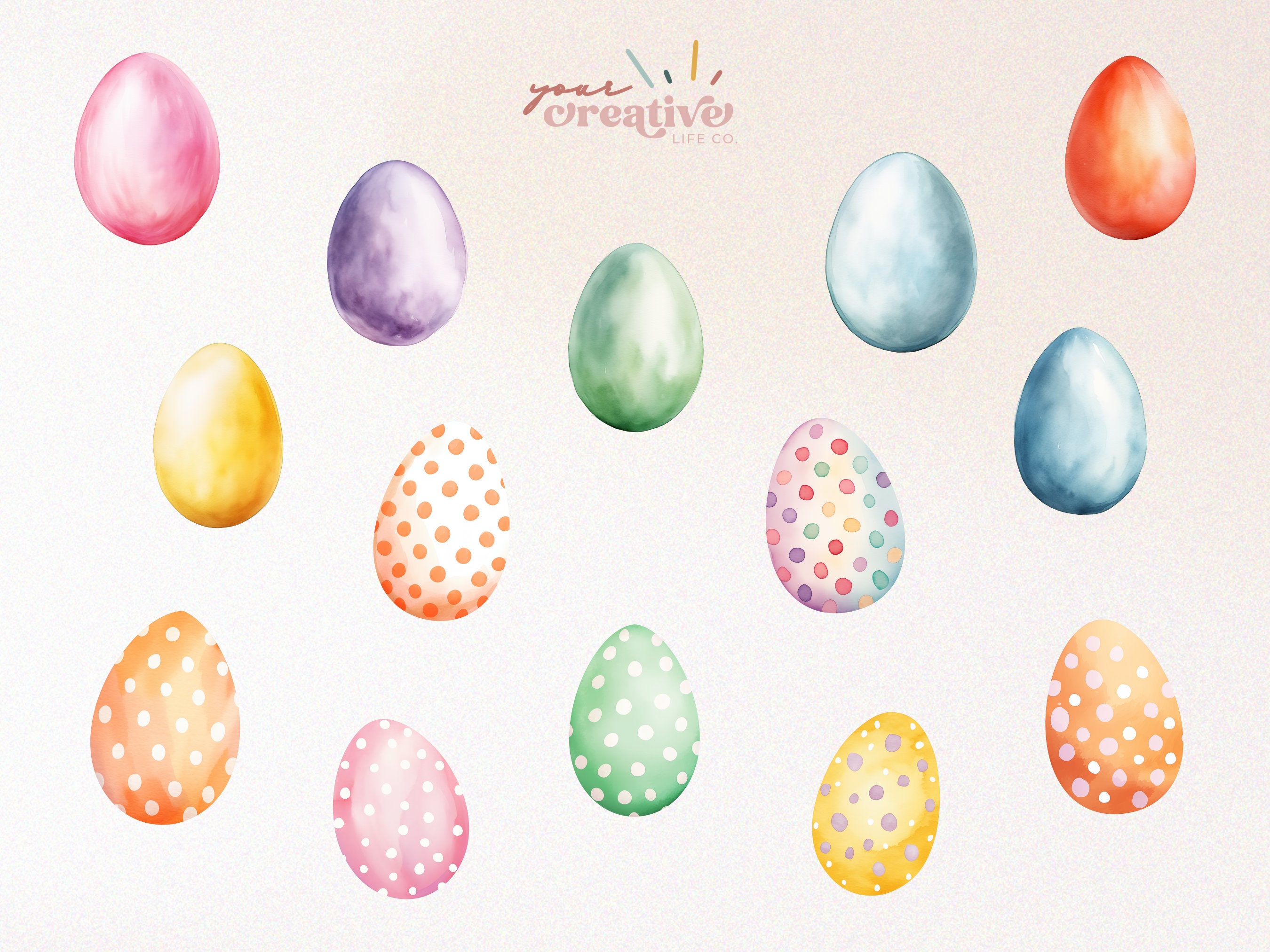 Watercolor Easter Egg Clipart Pack Commercial Use Easter Clipart Pastel ...