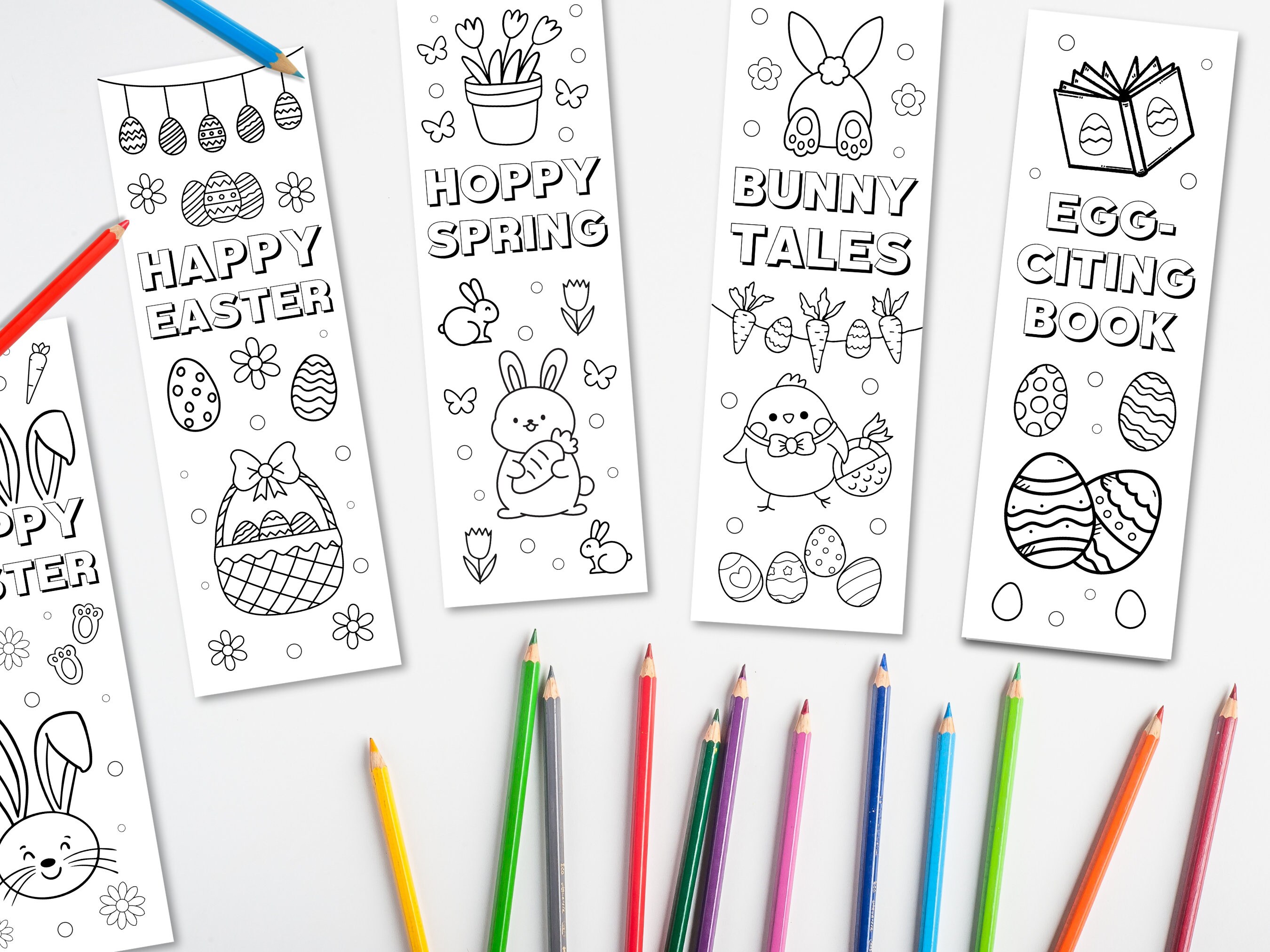 Easter Coloring Bookmarks Printable Bookmarks Easter Activity for Kids ...