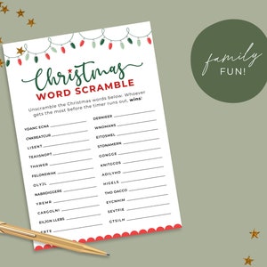 Printable Christmas Word Scramble Game: Holiday Family Activity ...