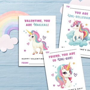 Rainbow Unicorn Valentine's Day Cards: Printable Kids Classroom ...