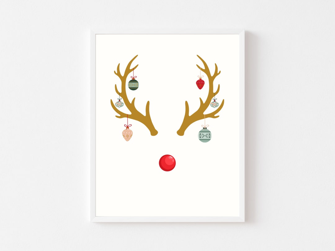Christmas Reindeer Wall Art Cute Christmas Print Kids Room Xmas Decor ...