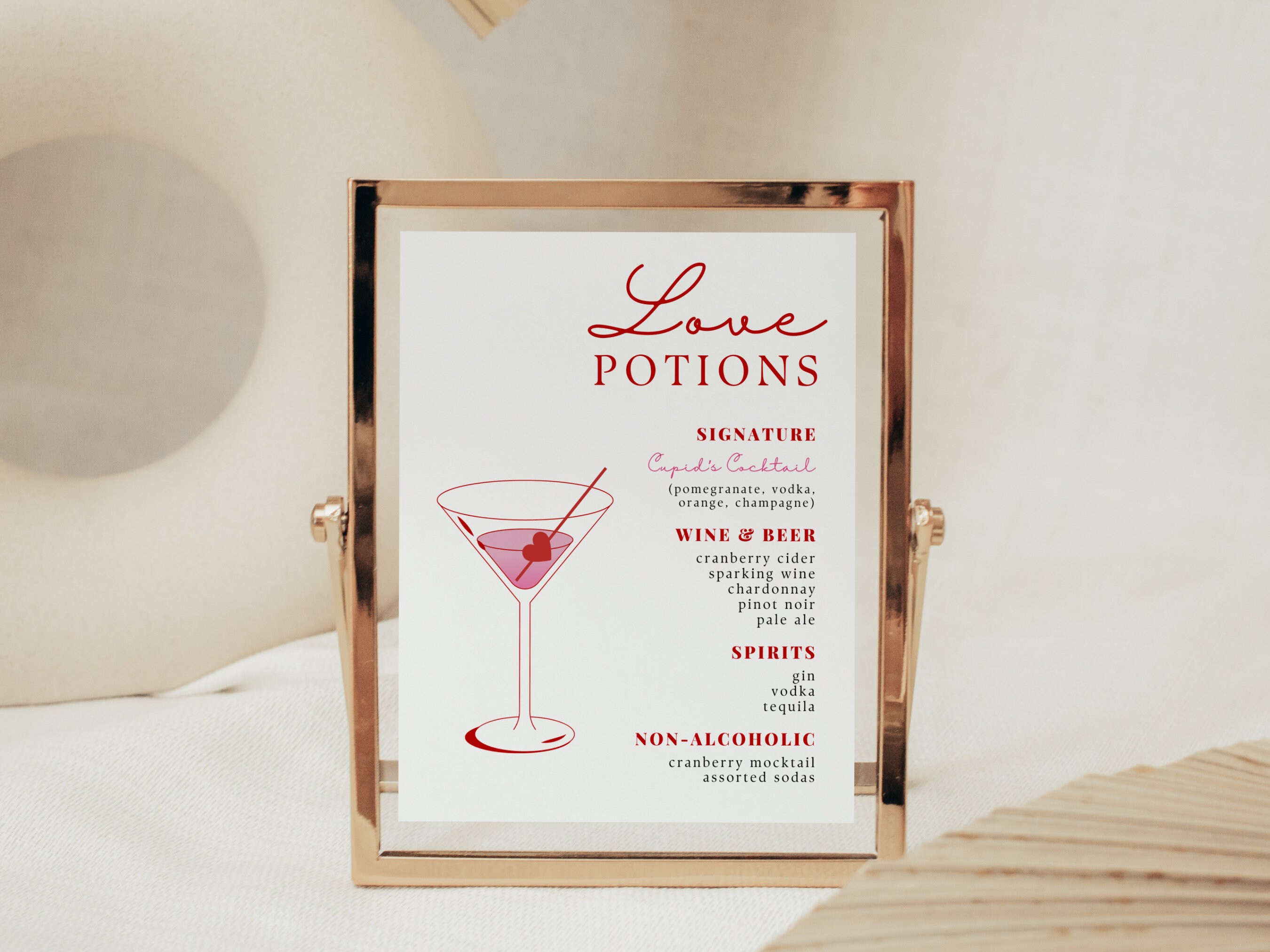 Love Potions Menu Valentine's Day Bar Menu Template Wedding Drinks Sign ...