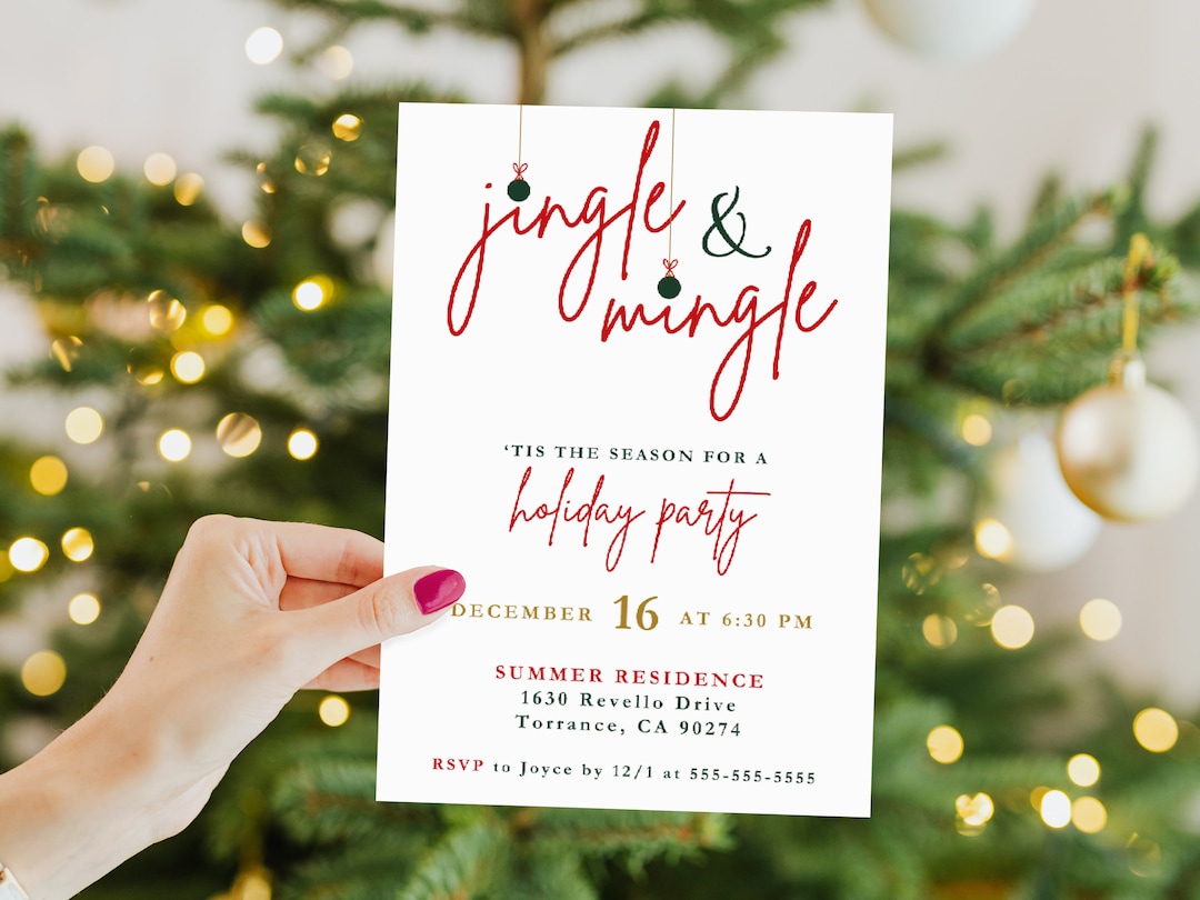 Cute Christmas Party Invitation Template Jingle and Mingle Editable ...