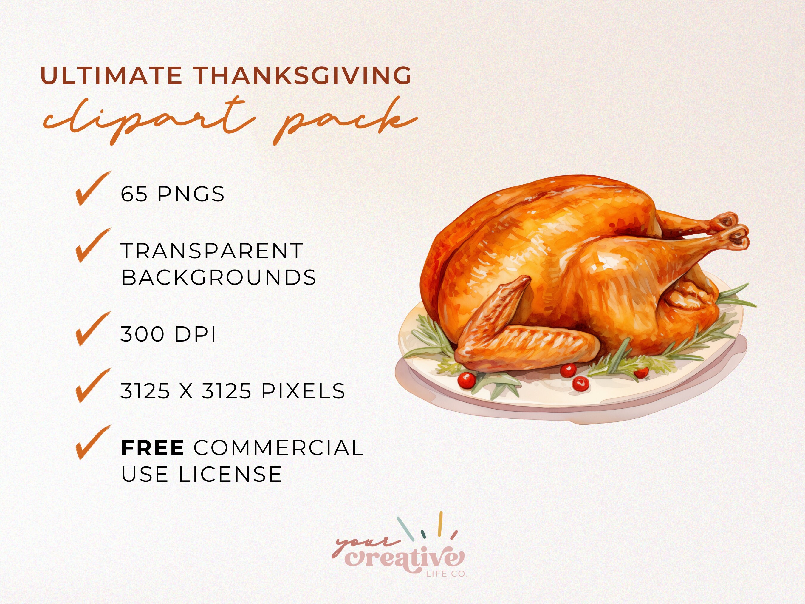 Watercolor Thanksgiving Clipart Bundle Watercolor Fall Clipart ...