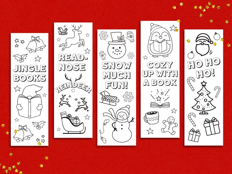 Christmas Coloring Bookmarks: Printable Kids Holiday Activity (digital ...