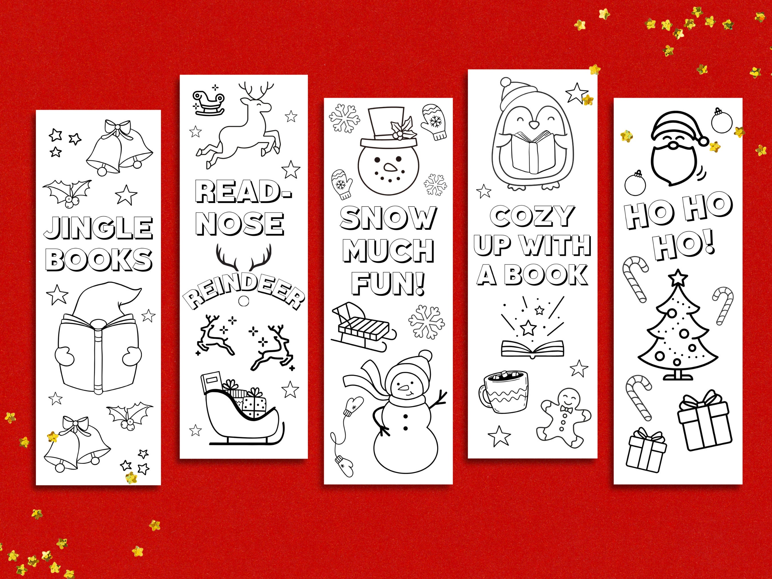 Christmas Coloring Bookmarks Printable Bookmarks Christmas Activity for ...