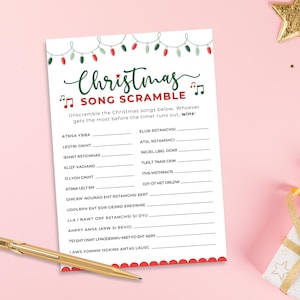 Printable Christmas Song Trivia Game: Holiday Party Word Scramble ...