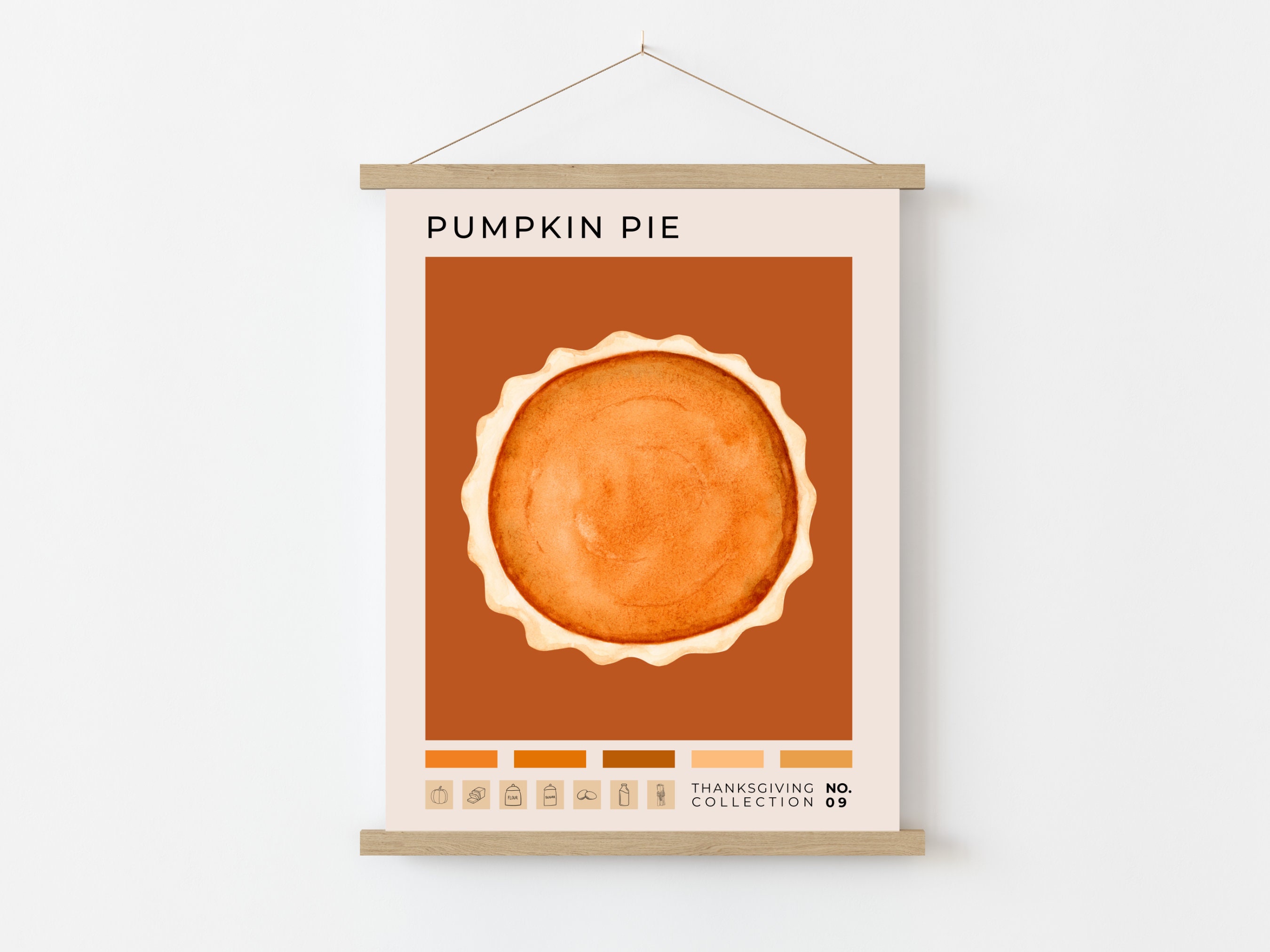 Pumpkin Pie Poster Pumpkin Pie Wall Art Kitchen Art Thanksgiving Wall ...