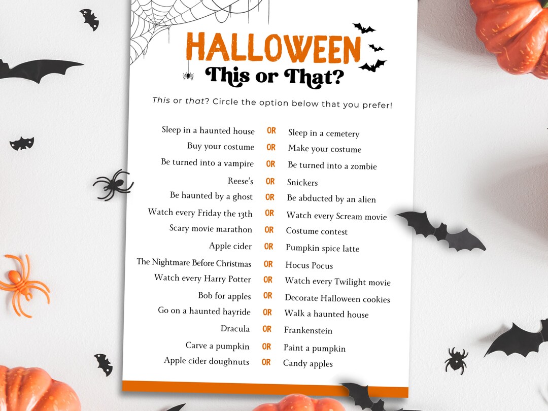 Halloween This or That Game | Fun Halloween Party Game | Printable ...