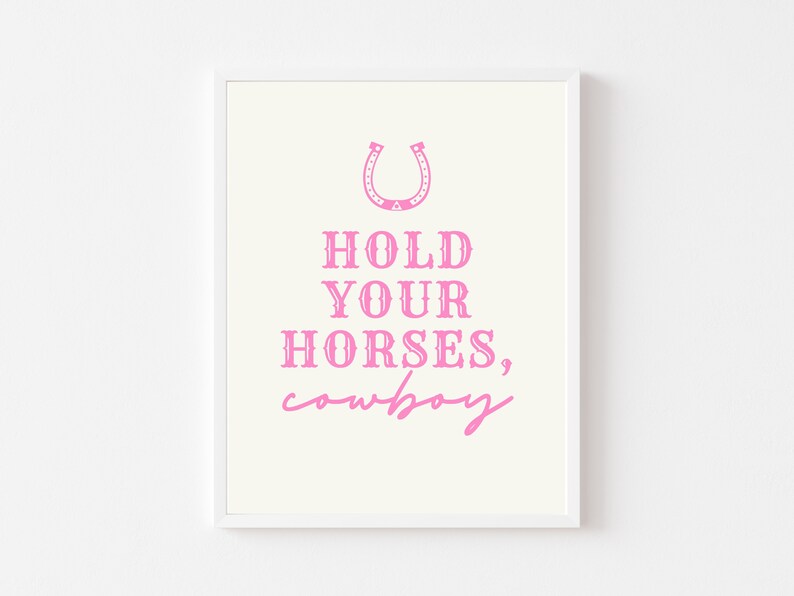Pink Cowboy Print Funny Cowboy Wall Art Preppy Western - Etsy