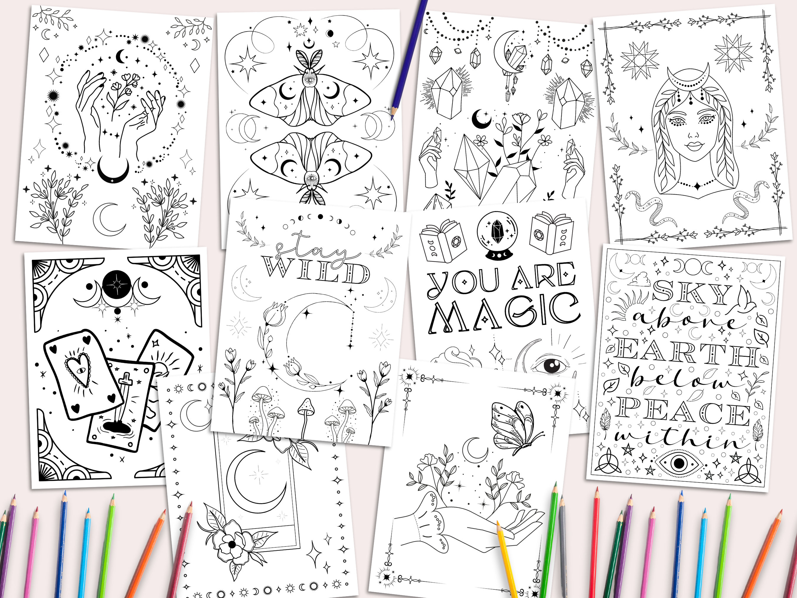 Witch Coloring Book for Adults Witch Coloring Pages Mystic Coloring ...