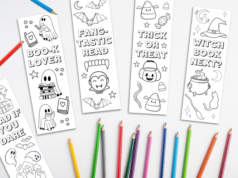 Printable Halloween Coloring Bookmarks: Kids Classroom Activity ...