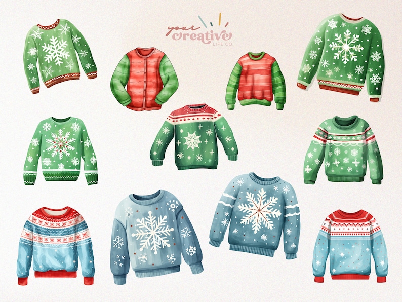 Christmas Sweater Clipart Pack Christmas Jumper Clip Art Christmas ...