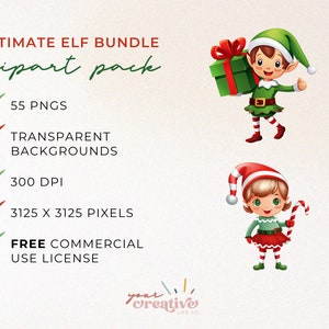 Cute Christmas Elf Clipart Bundle | Commercial Use Christmas Clipart ...