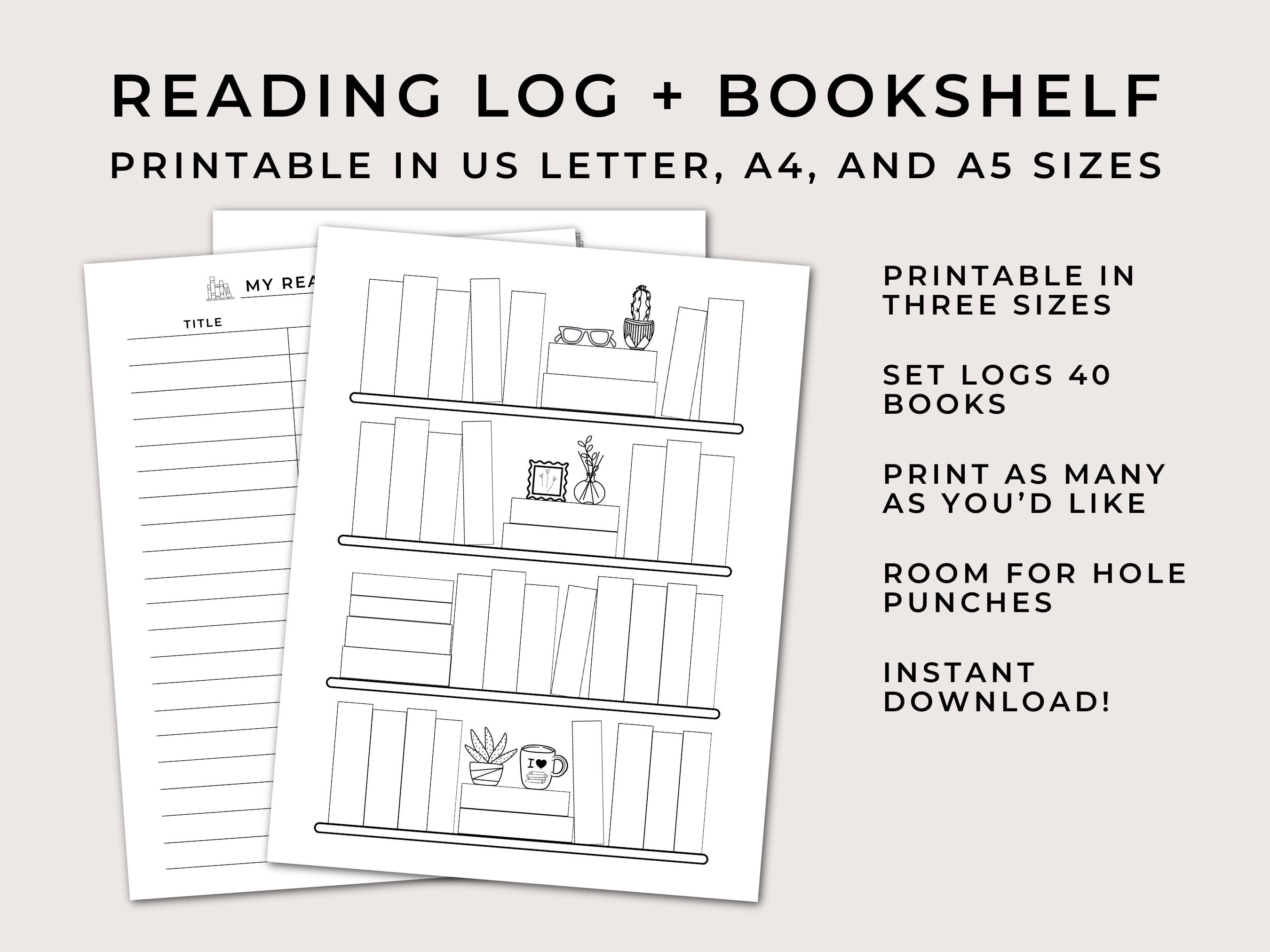 Reading Log Bookshelf Printable Template Book Tracker Printable Books ...