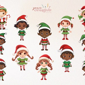 Cute Christmas Elf Clipart Bundle | Commercial Use Christmas Clipart ...