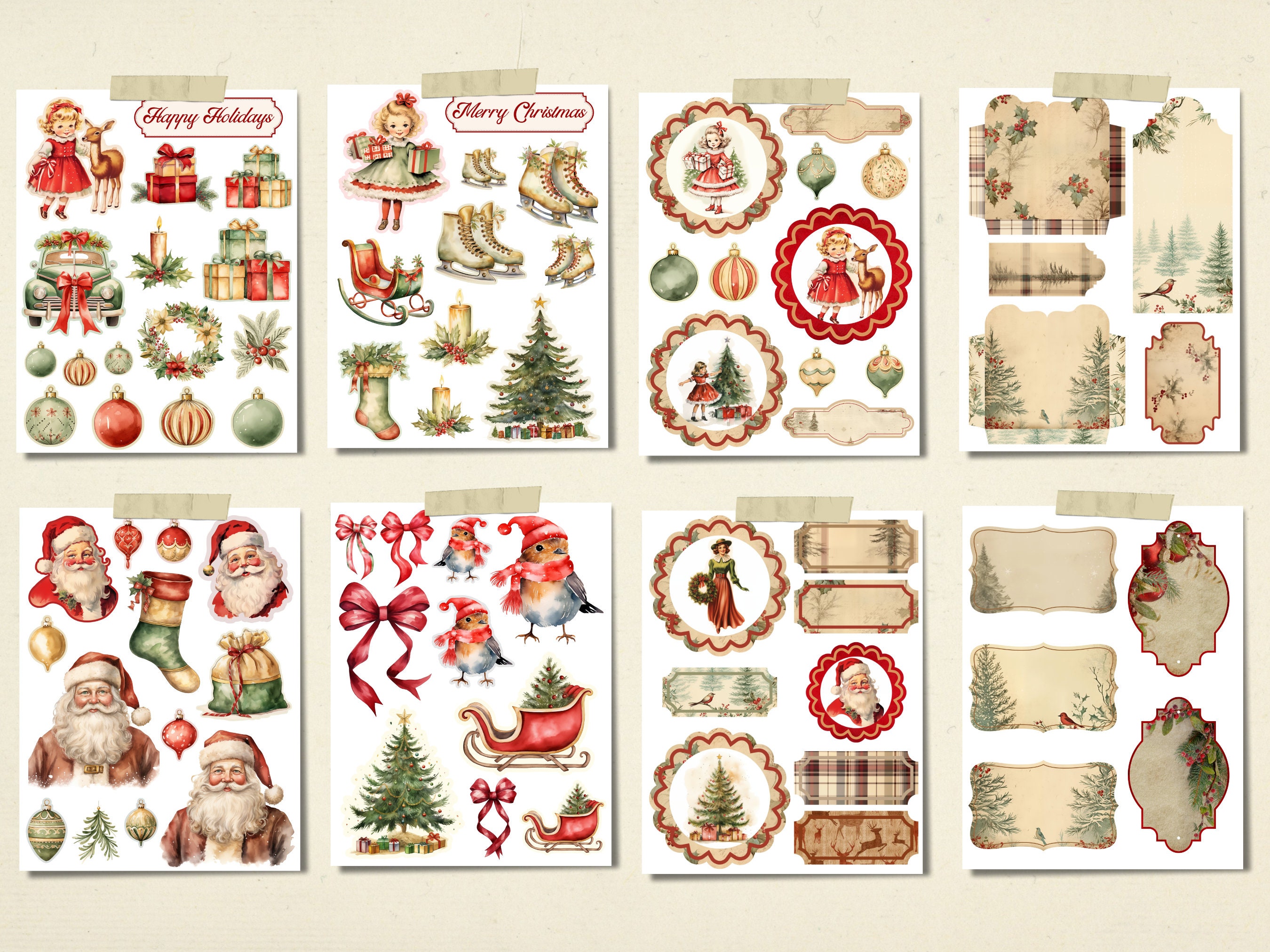 Vintage Christmas Junk Journal Kit Christmas Fussy Cuts Christmas Ephemera Christmas Printable ...