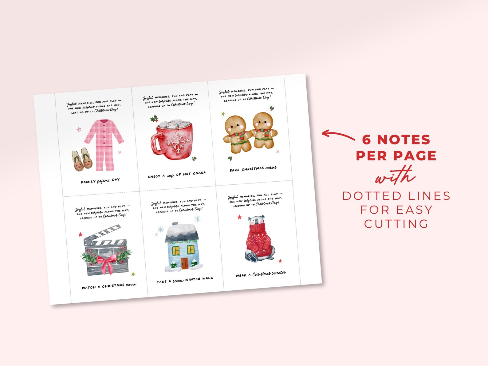 Christmas Advent Calendar Activity Cards: Watercolor Holiday Bucket ...